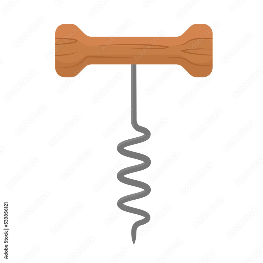 Vetor de wooden corkscrew flat vector illustration logo icon clipart do ...