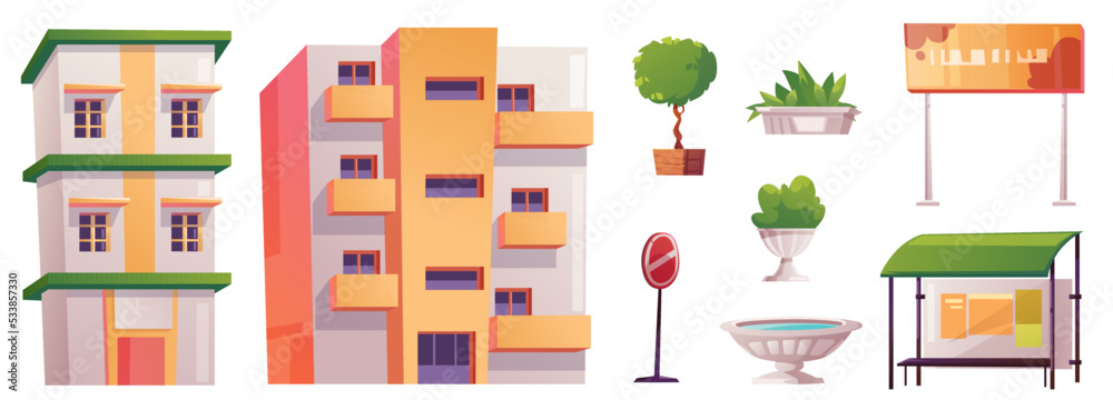 City elements, street constructor isolated set. Urban architecture ...