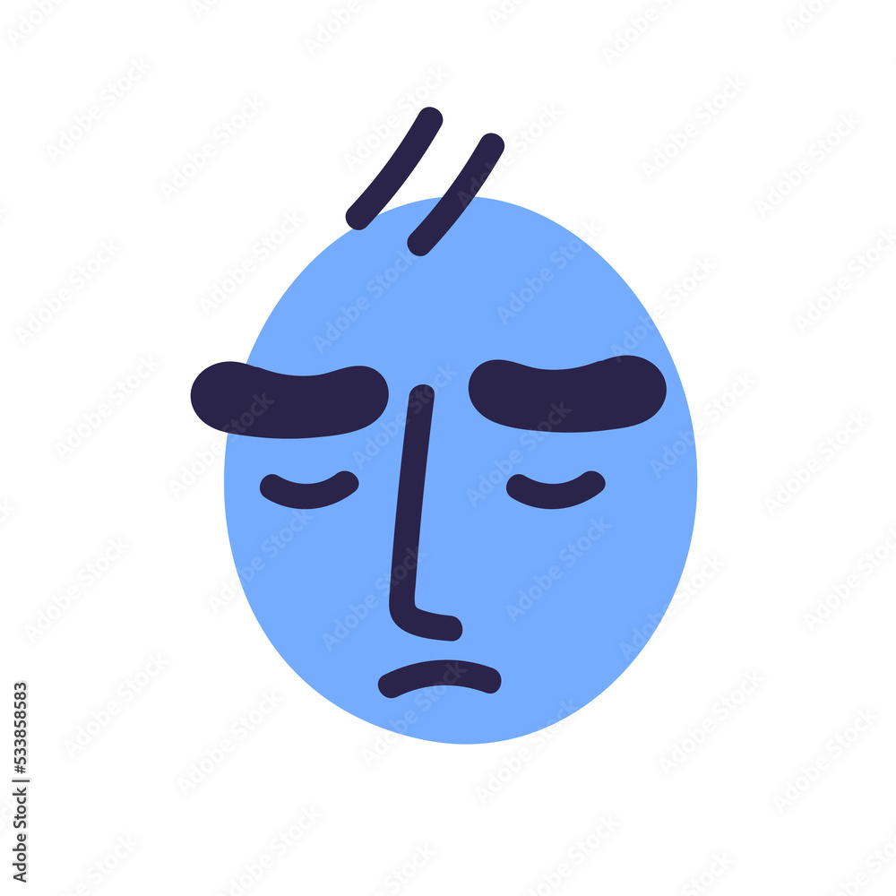 Sad desperate face avatar in sorrow, despair, bad blue mood. Upset ...