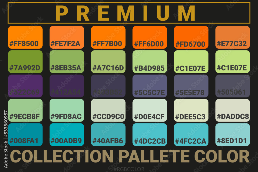 Vetor de A Premium Collection of Accurately Color Palettes with Codes ...