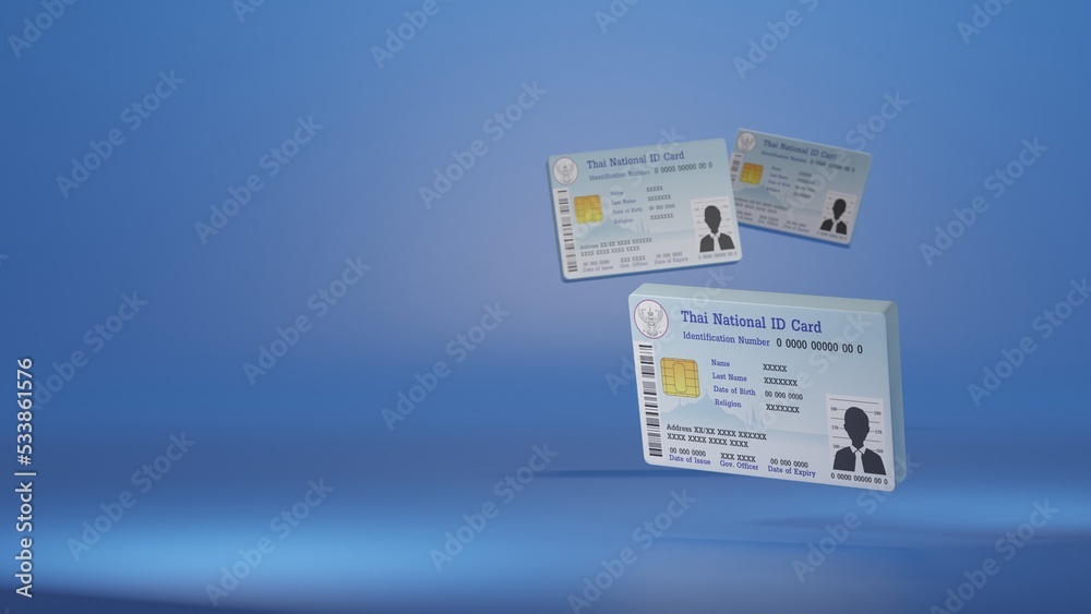 Thailand id card. Isometric of Thailand id card 3d Rendering. Stock ...