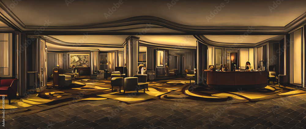 Artistic concept painting of a beautiful hotel reception hall ...
