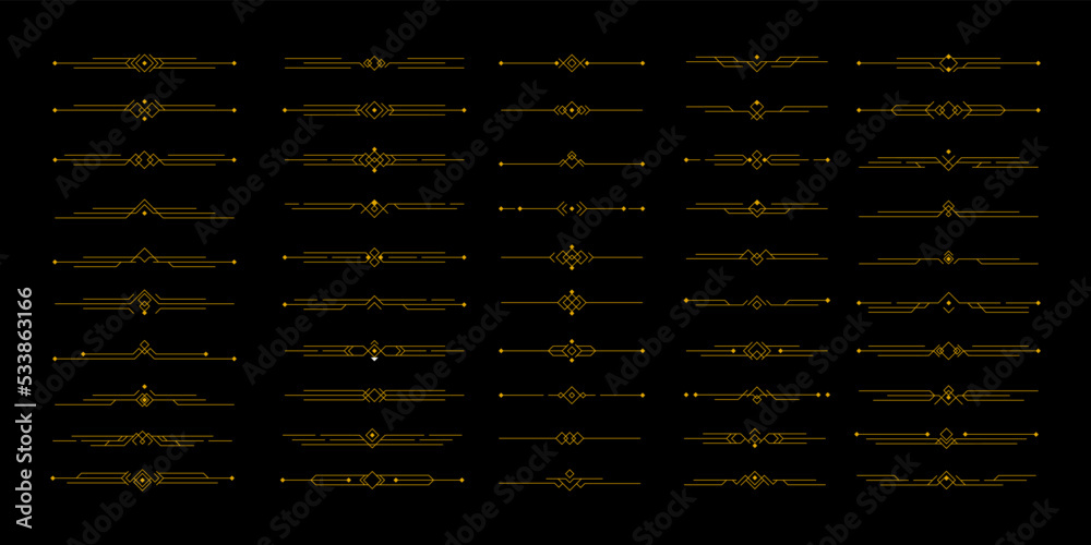 art deco outline stroke in golden color for classy and luxury style ...
