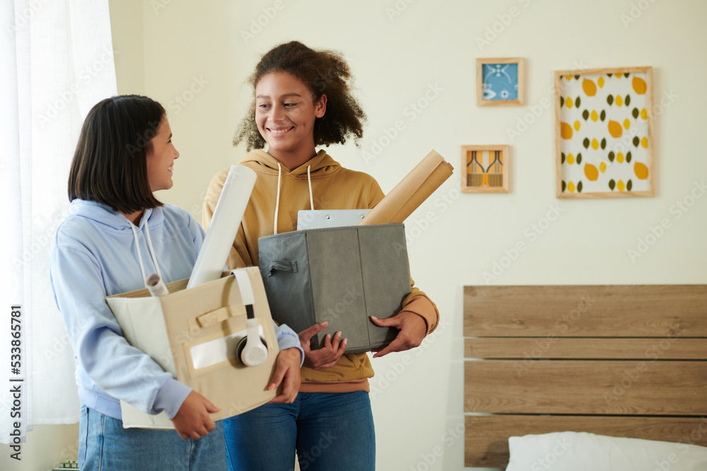 Smiling Teenage Roommates Stock Photo | Adobe Stock