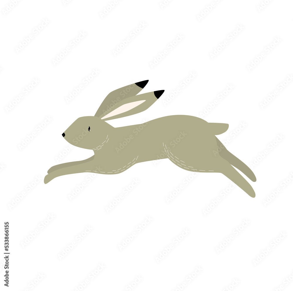 Cartoon hare. Minimalistic illustration. Emblem. Icon. Forest animal ...