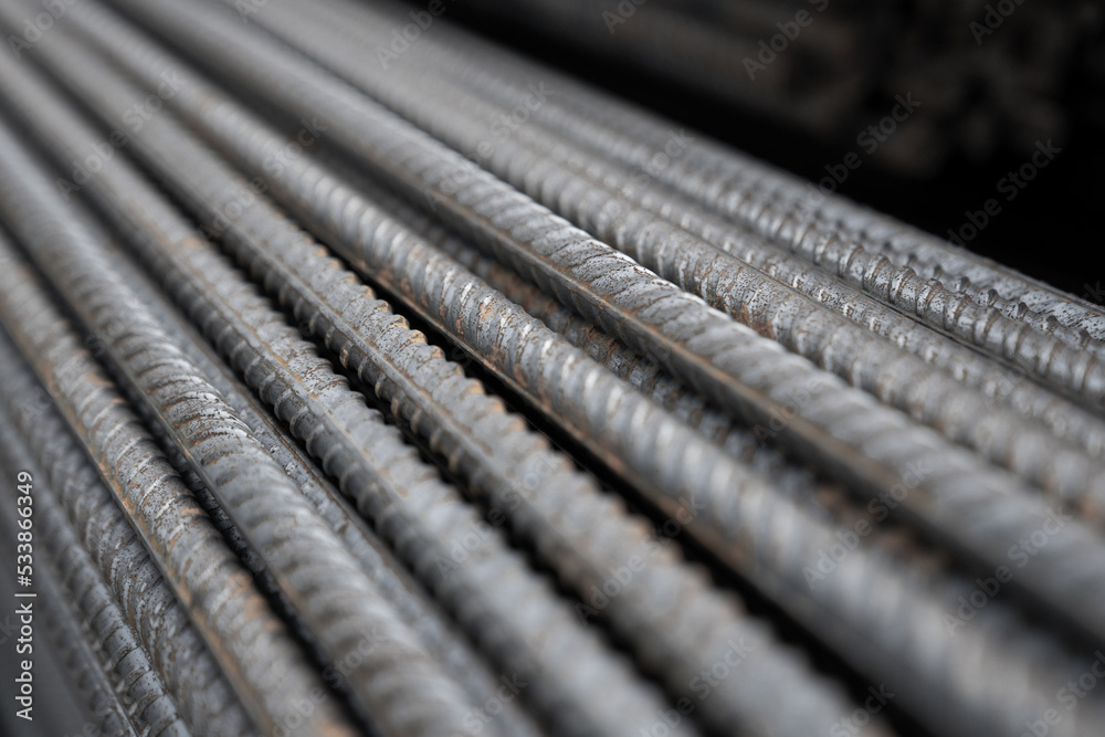 Reinforcing Steel Bar closeup. Reinforcement steel rod and deformed bar ...
