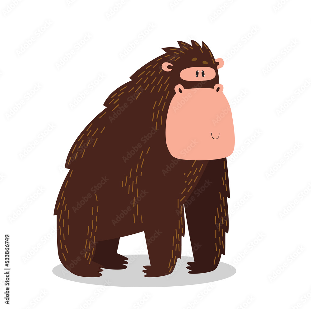 Vector big monkey. Cartoon gorilla. King Kong. African animal. Stock ...