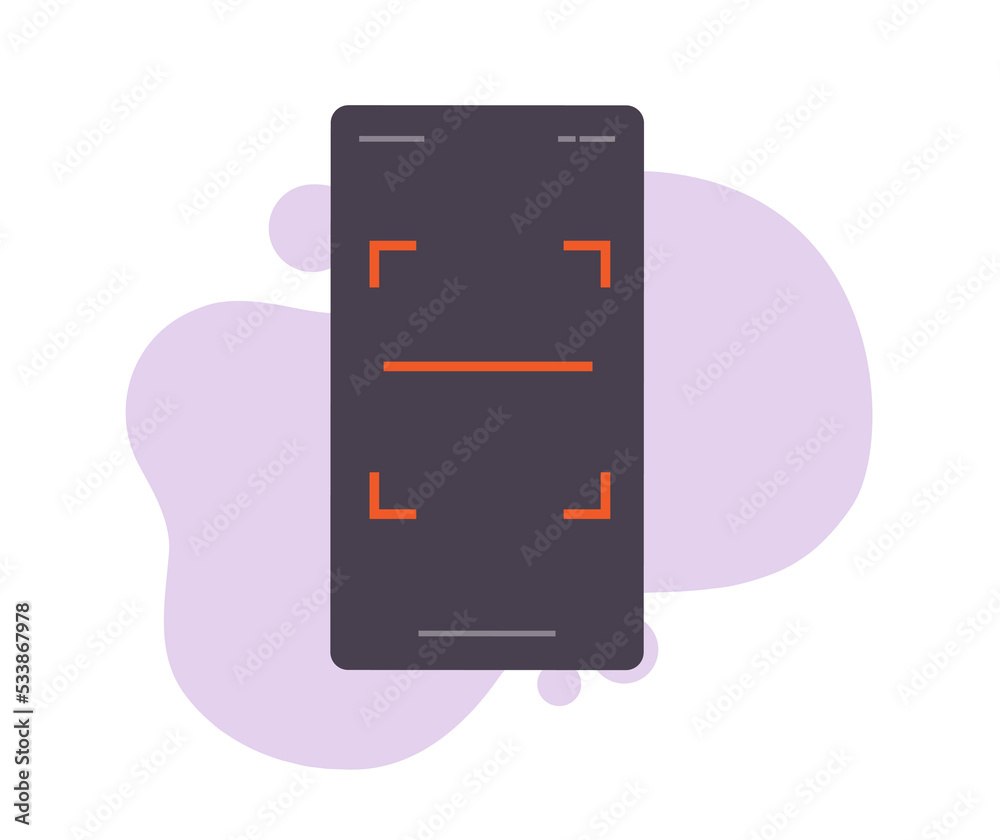 Scanning using cell phone icon vector, recognize scan via cellphone ...