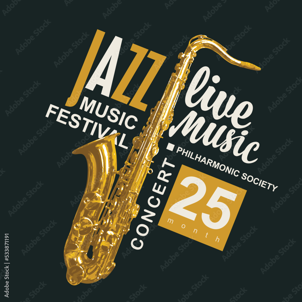 Vector poster for jazz music festival and live music concert with ...
