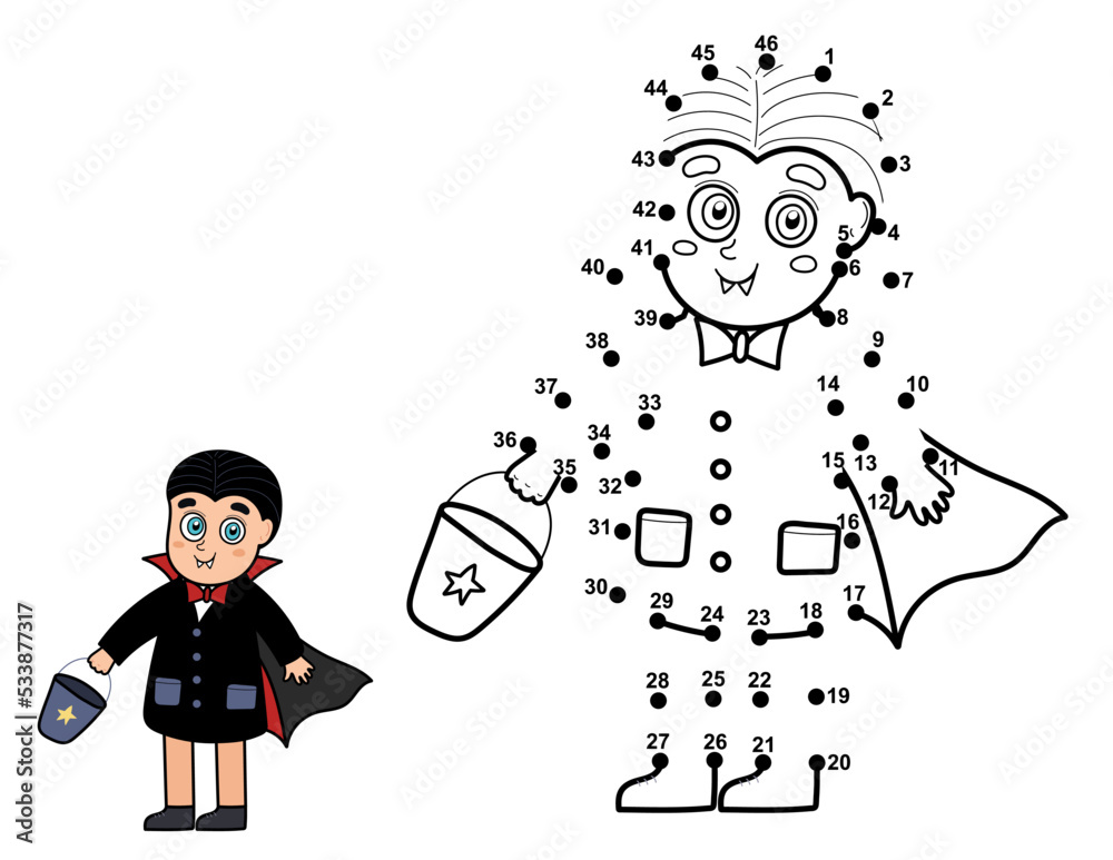 Dot to dot game for kids. Connect the dots and draw a cute kid in ...
