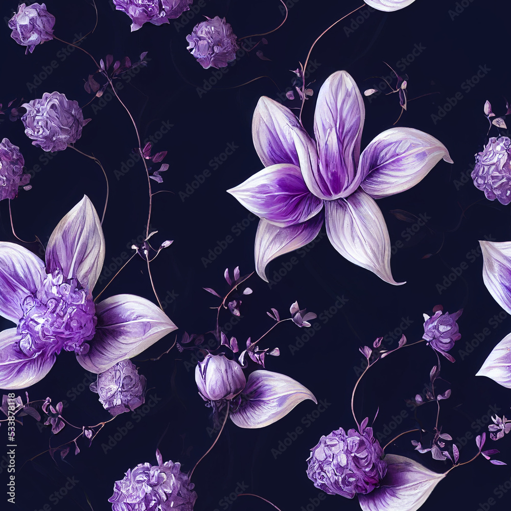 Purple And Blue Flowers Wallpaper