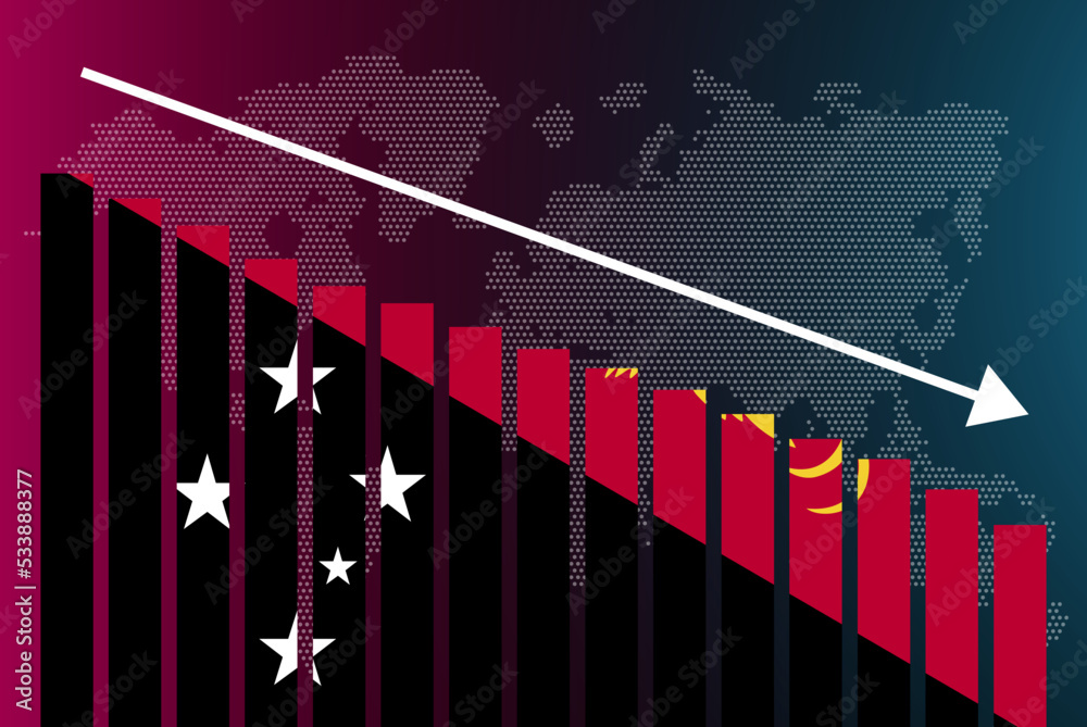 Papua New Guinea bar chart graph, decreasing values, crisis and ...