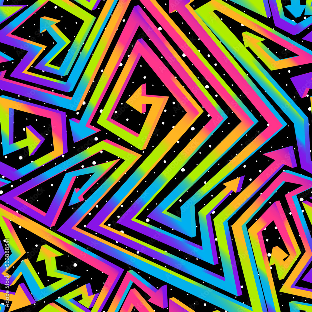 Rainbow arrow seamless pattern with space background Stock Vector ...