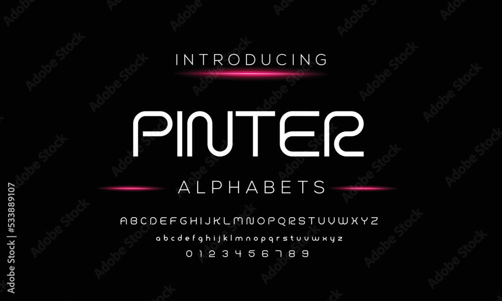 Vecteur Stock PINTER Sports minimal tech font letter set. Luxury vector ...