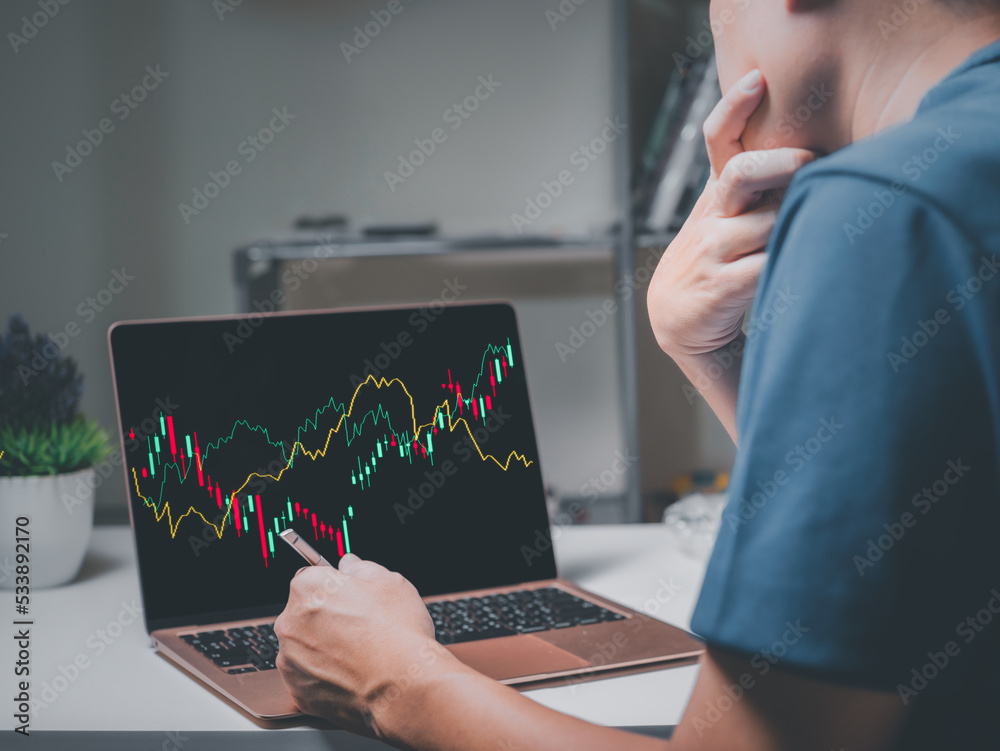 Business trader investor analyst for financial instruments with various ...