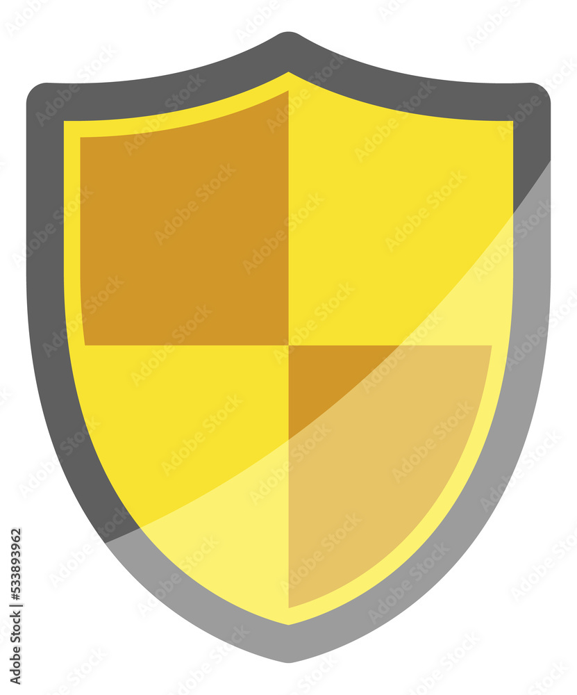 Shiny yellow shield icon. Protection symbol. Safety sign Stock ...