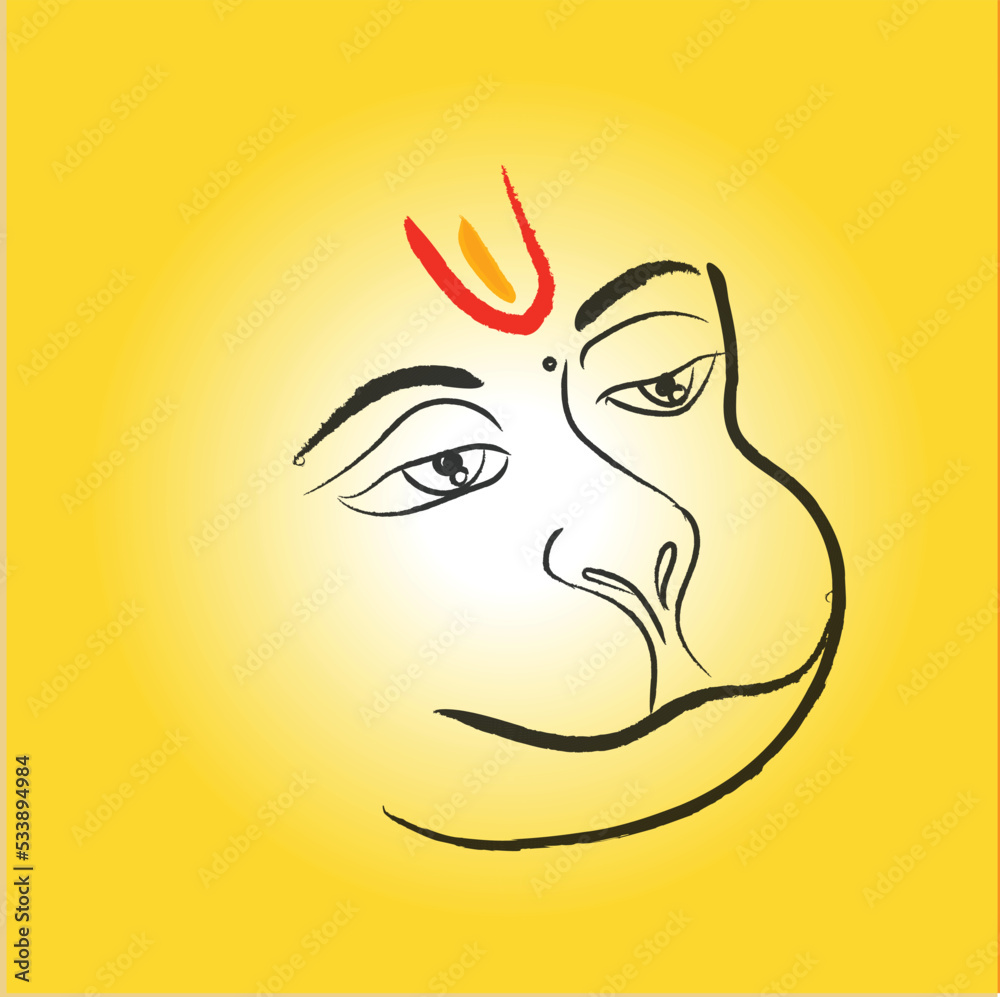 line art lord hanuman digital drawing Stock Vector | Adobe Stock