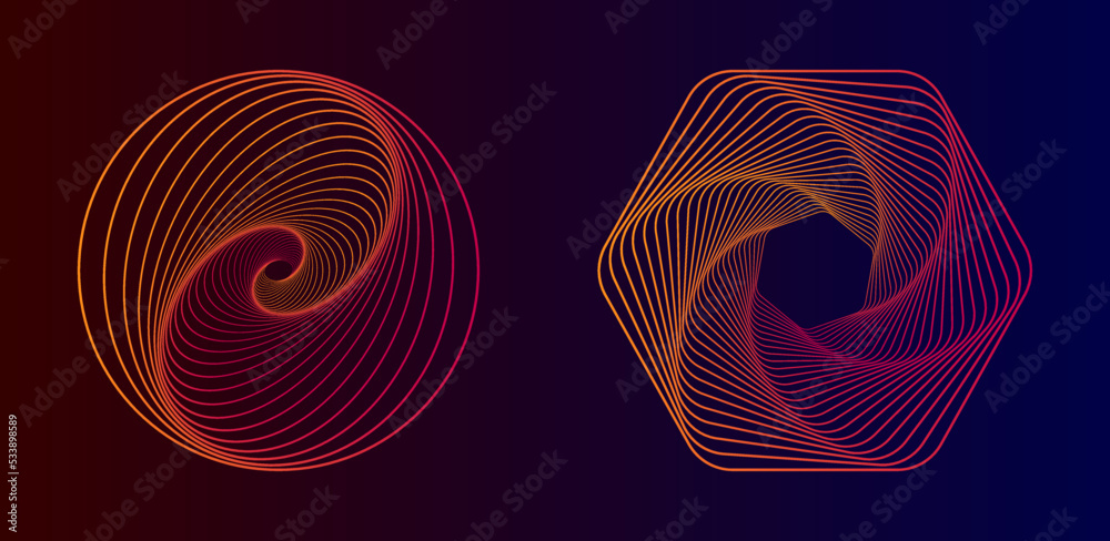 Set of abstract gradient spirals. Vector illustration of sacred ...