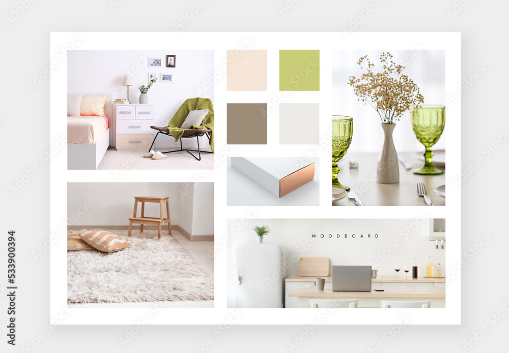 Minimalistic MoodBoard Mockup Layout Stock Template | Adobe Stock