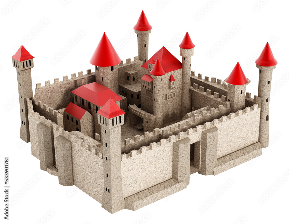 Medieval Castle on transparent background Stock Illustration | Adobe Stock