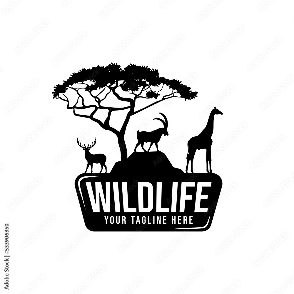 Simple Wildlife Logo or Black Simple Wildlife Logo Vector. Simple logo ...
