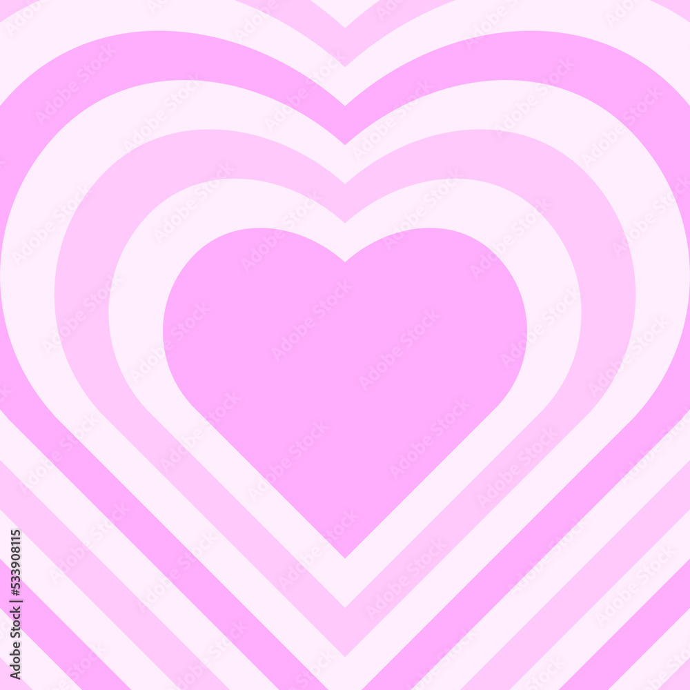 Pink aesthetic hearts background. Heart shaped concentric stripes in ...