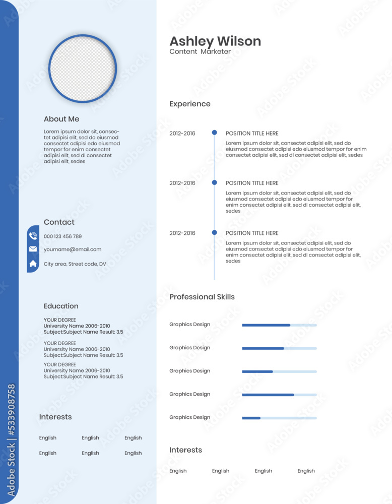 Curriculum vitae template design 01 Stock Vector | Adobe Stock
