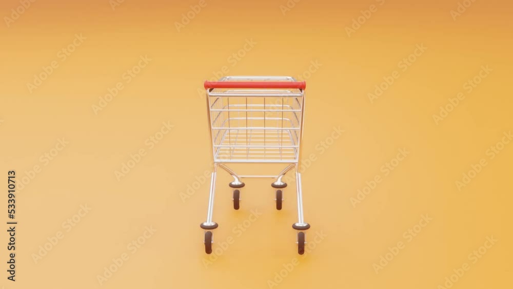 Cartoon Shopping Cart EEVEE Render 3D Animation with the yellow ...
