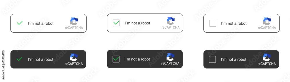 Captcha icon. I am not a robot. Vector computer code. I m not a robot button. Vector web button ...