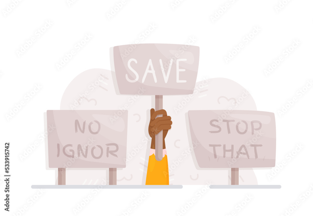Posters and signs protesting the war. Vector illustration of a ...