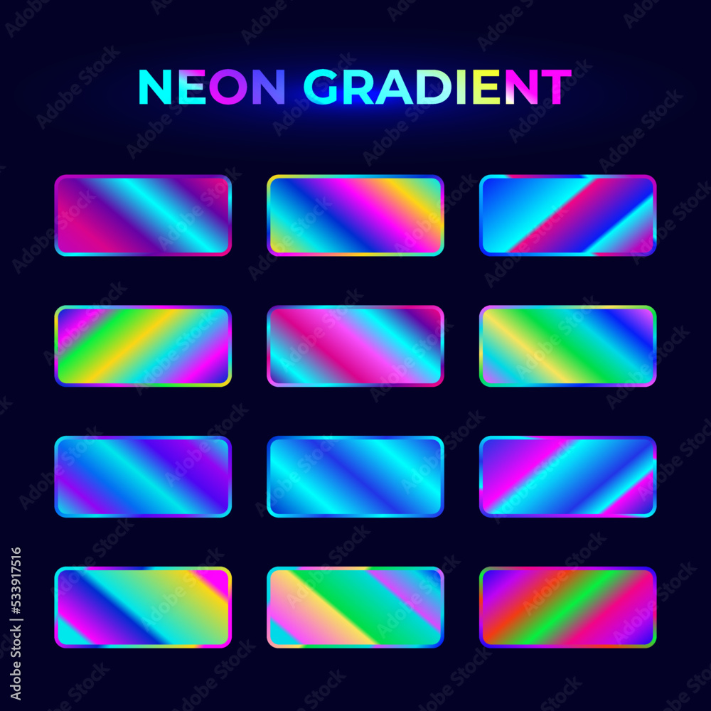 Neon gradient swatches set, vibrant gradients collection Stock Vector ...