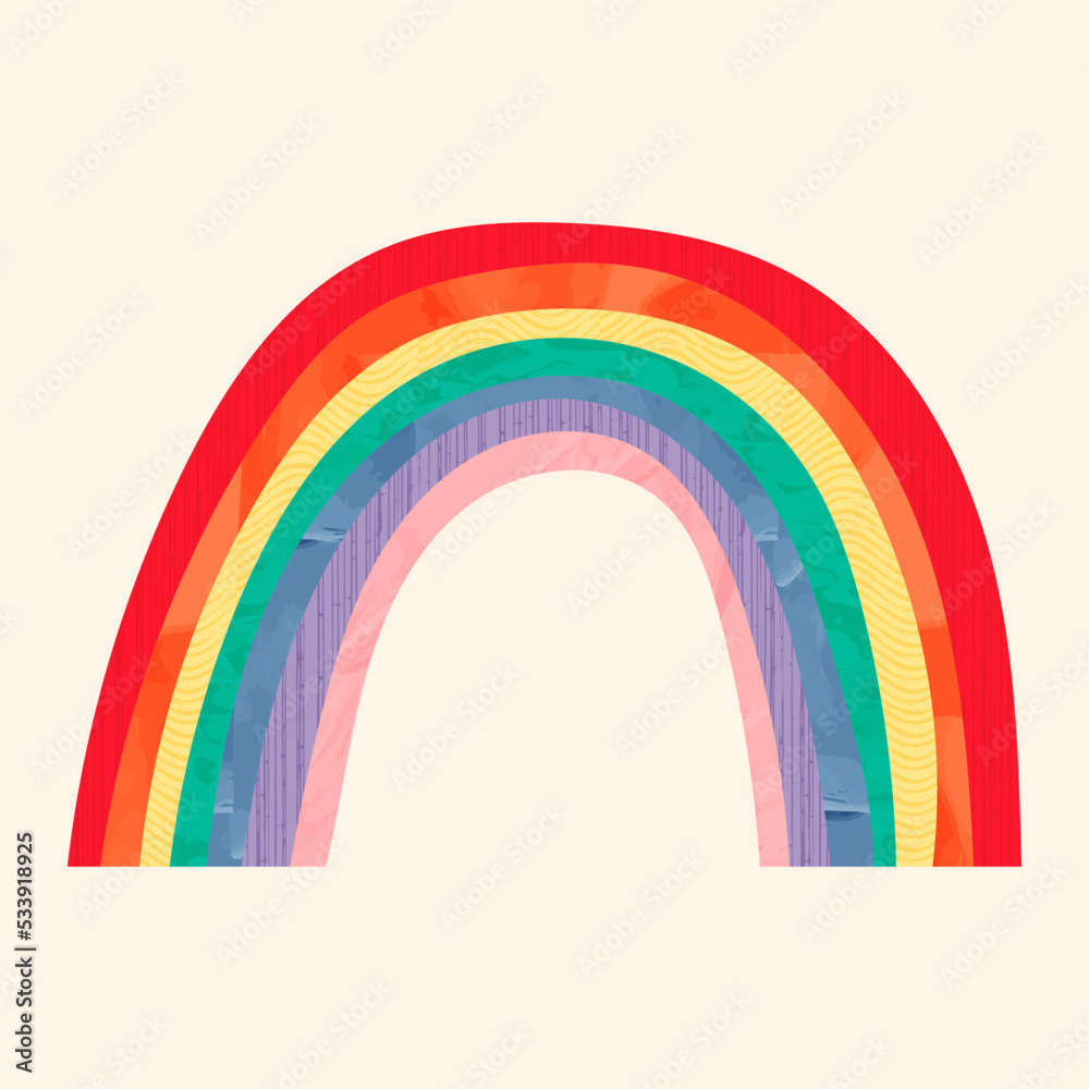 Rainbow paper collage aesthetic vector illustration. Positive arc ...