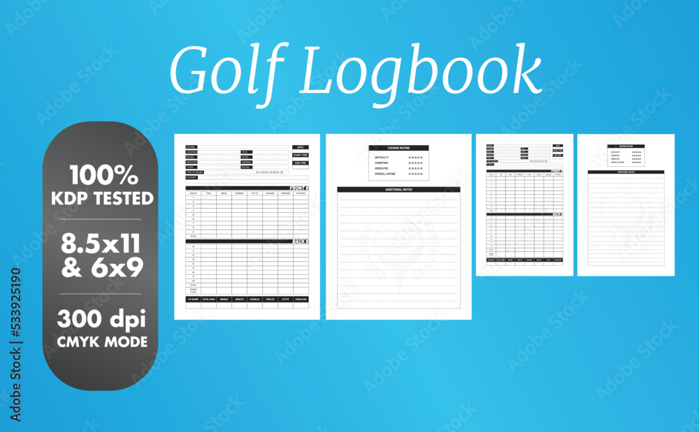 This is a Golf Logbook with the 2 most popular sizes 8.5x11 and 6x9 ...
