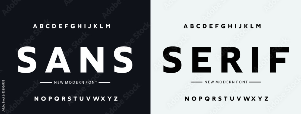 Vecteur Stock SANS SERIF, Sports minimal tech font letter set. Luxury ...