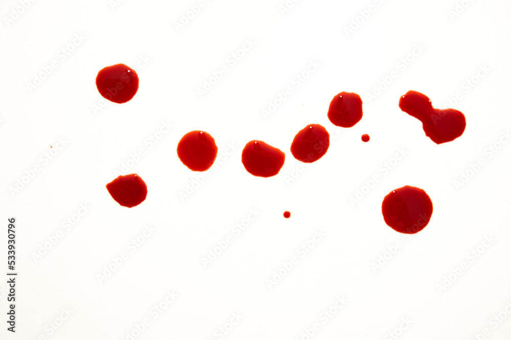 blood drops on white background Stock Photo | Adobe Stock