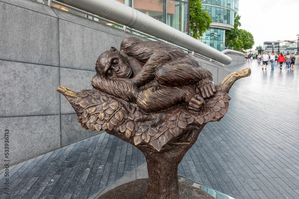 Sculpture of a chimpanzee sleeping from the Chimps are Family ...
