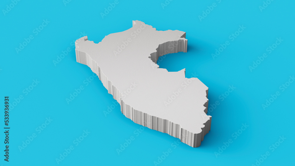 Peru 3D map Geography Cartography and topology map 3D illustration ...