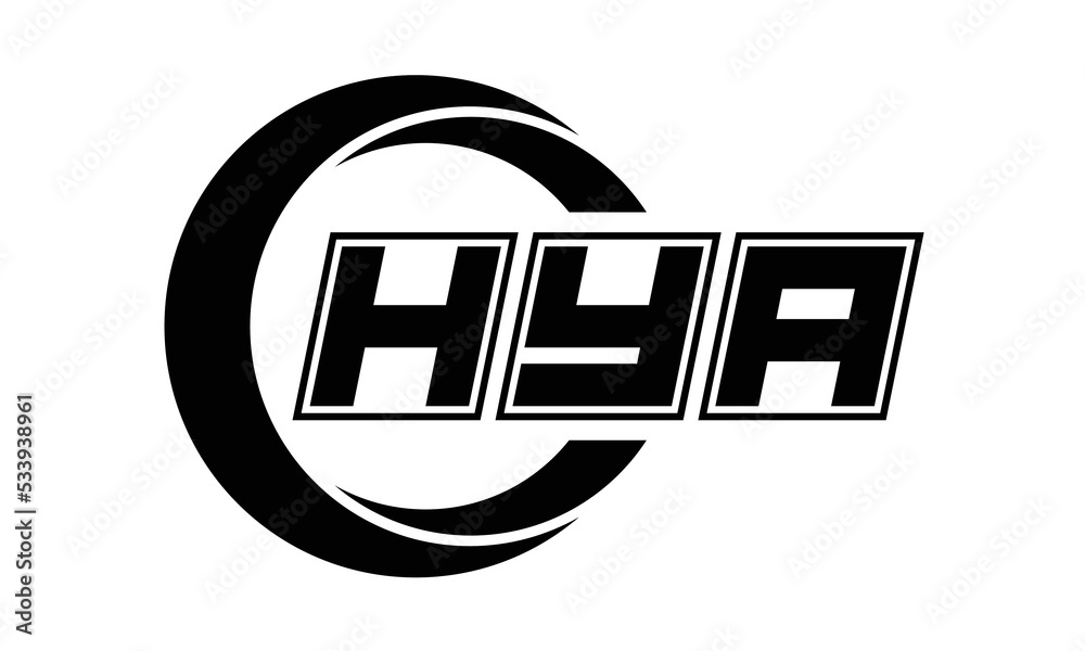 HYA three-letter circle logo design. custom font logo vector template ...