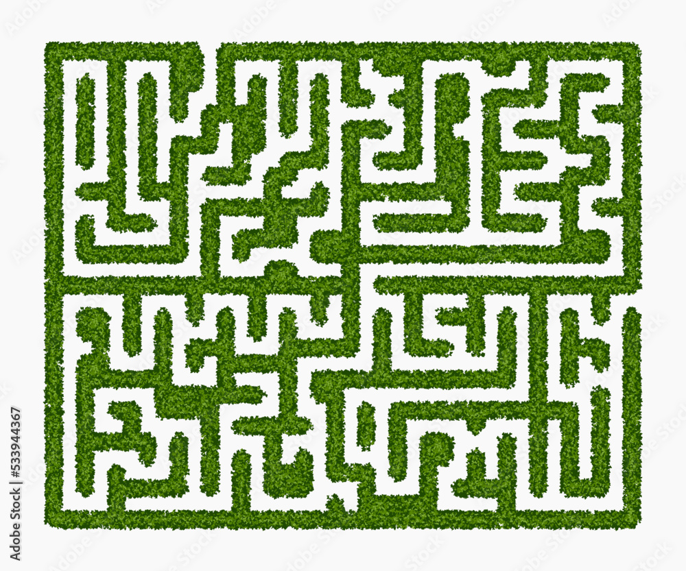 Labyrinth of green hedge on white background. Maze garden. Vector ...