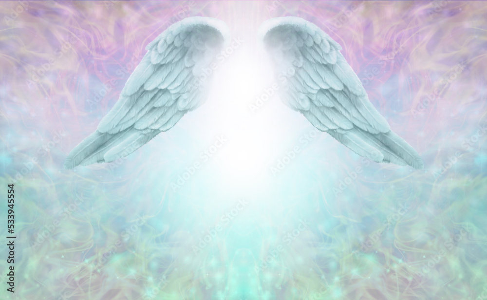 Angel Wings message template - pink and blue ethereal symmetrical ...
