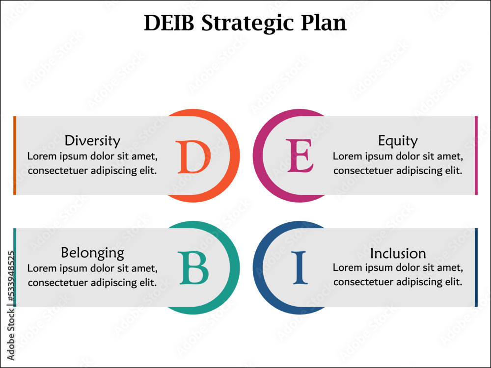 DEIB Strategic plan details with description placeholder in an infographic template Stock Vector ...