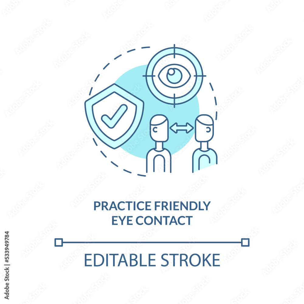Vecteur Stock Practice friendly eye contact blue concept icon ...