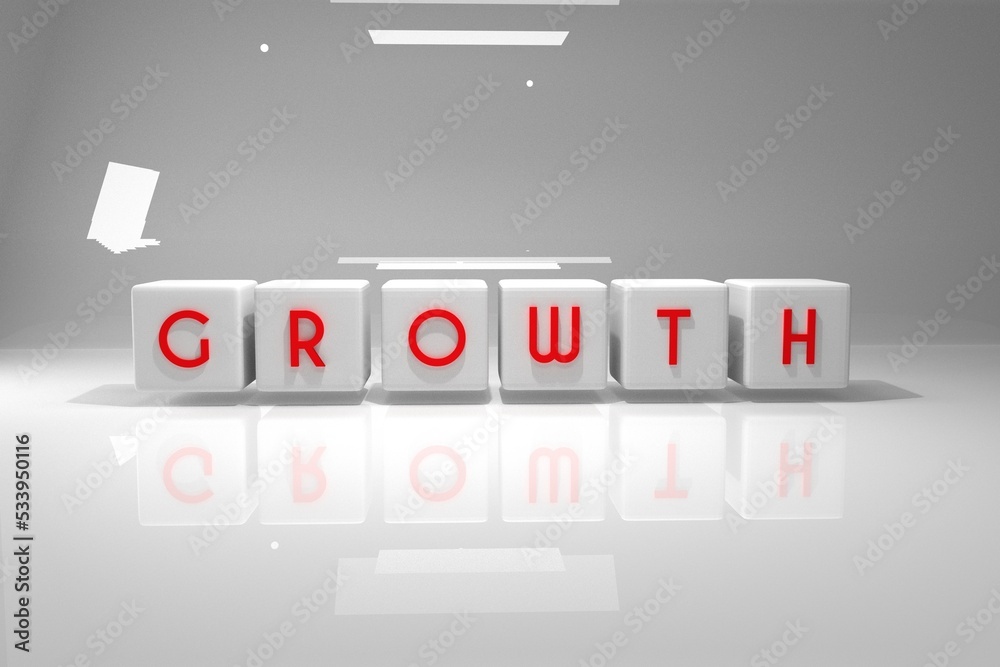 Growth Mindset, 3D Cube With Red Text On White Background. 3D Rendering ...