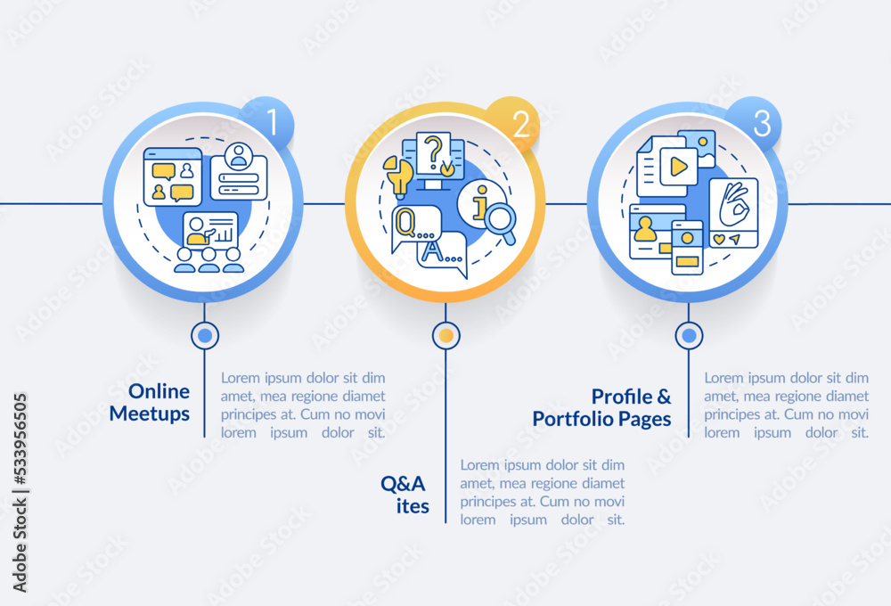 Online professionals networking circle infographic template. E-meetings ...
