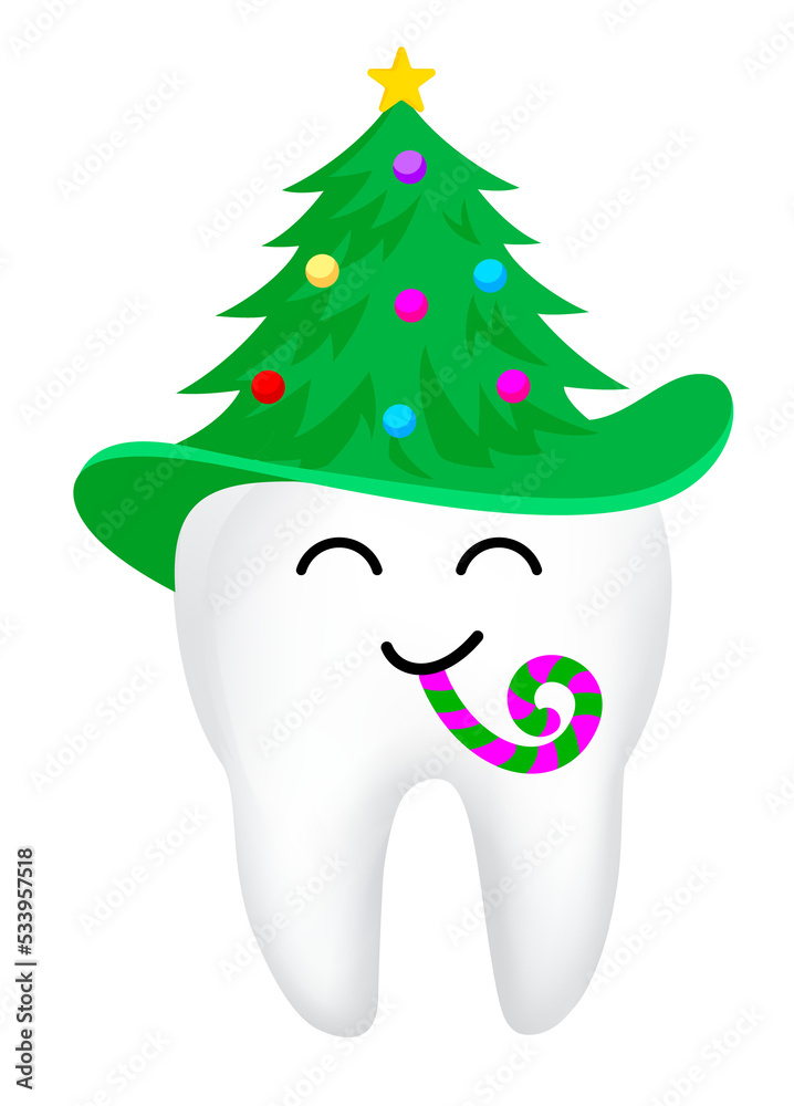 Christmas tooth characters. Emoticons facial expressions. Funny dental ...