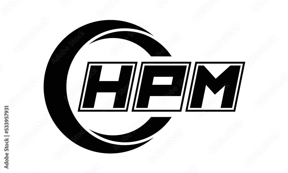 HPM three-letter circle logo design. custom font logo vector template ...
