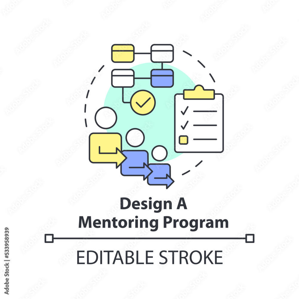 Design mentoring program concept icon. Successful coaching abstract ...
