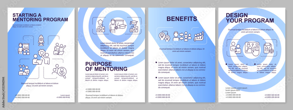 Launching mentorship program blue gradient brochure template. Design ...