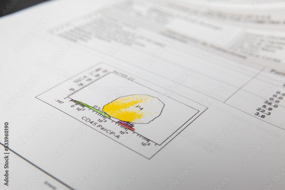 Patient flow cytometry test report. Flow cytometry. Stock Photo | Adobe ...