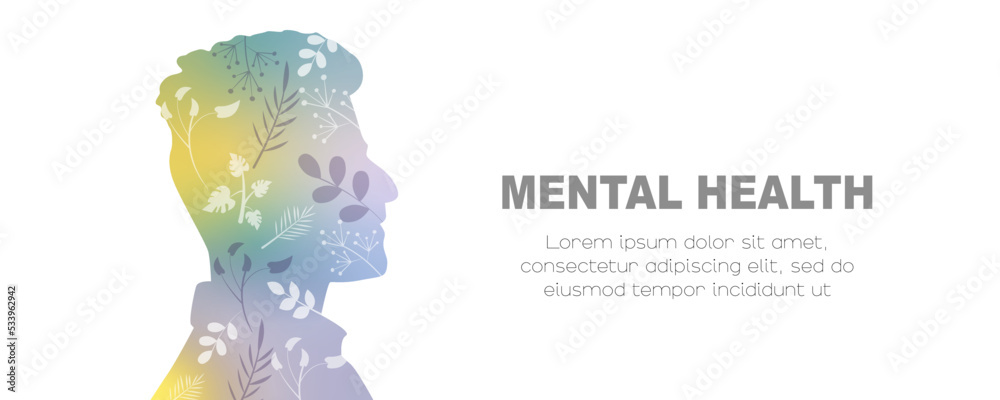Mental Health banner. Card with place for text. Flat vector ...